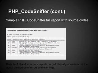 Code analysis tools (for PHP) | PPTX | Programming Languages | Computing