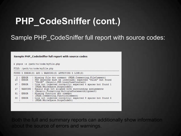 Code analysis tools (for PHP) | PPT