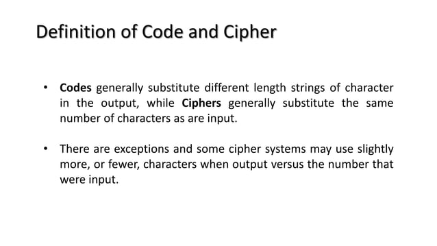 Code and cipher | PPTX | Programming Languages | Computing