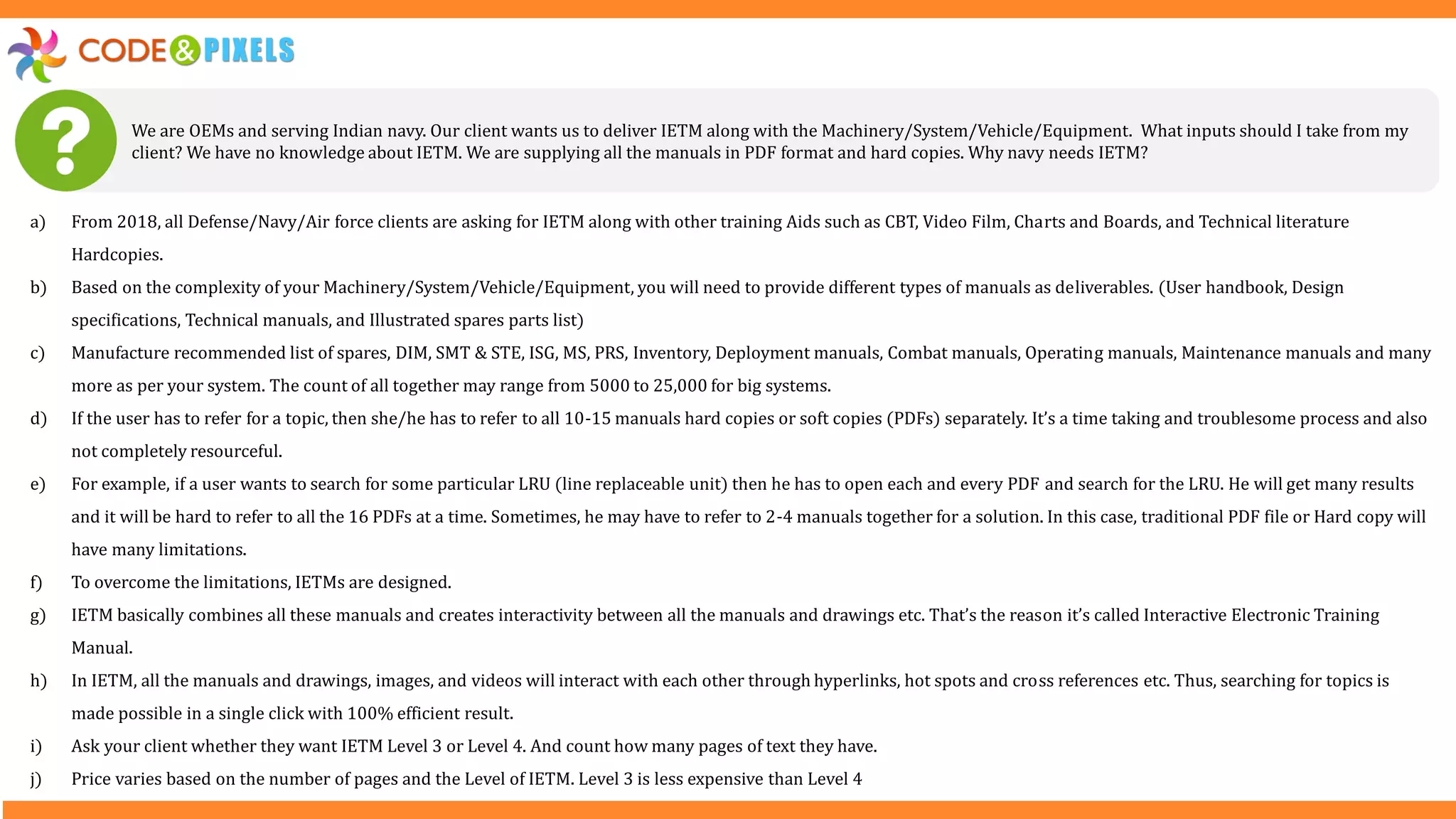 IETM - Interactive Electronic Technical Manual / Code and Pixels | PDF