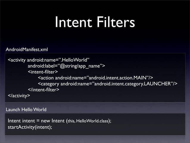 Android Intent Intent Filter Broadcast Receivers Ppt
