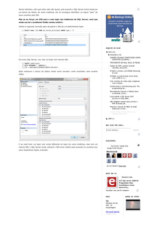Code authority usuário órfão no sql (how to fix orphaned sql server ...
