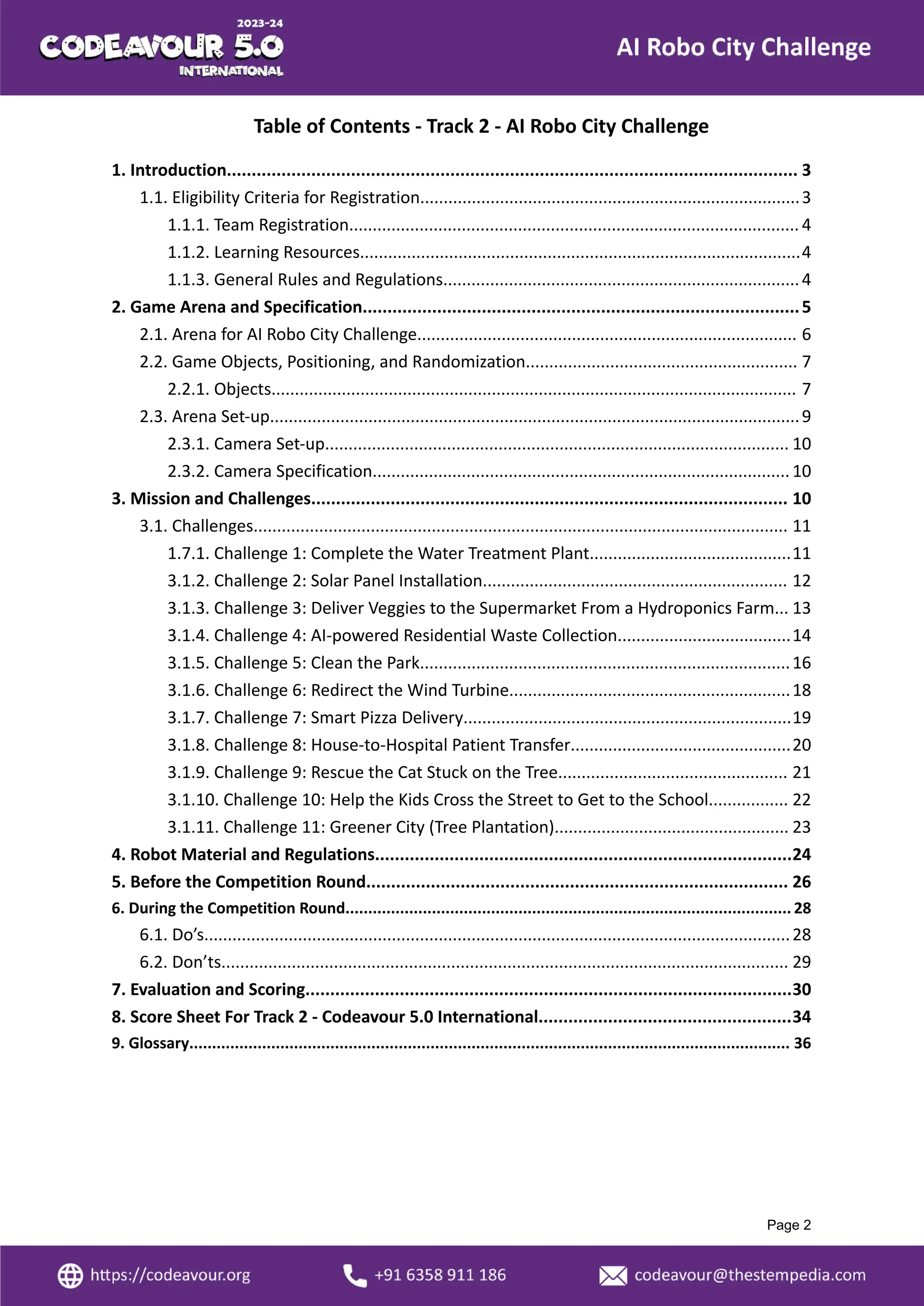Codeavour 5.0 Track 2 AI Robo City Challenge Rules and Guidelines | PDF
