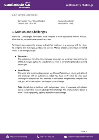 Codeavour 5.0 Track 2 AI Robo City Challenge Rules and Guidelines | PDF