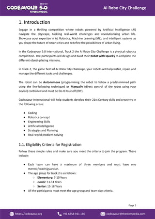 Codeavour 5.0 Track 2 AI Robo City Challenge Rules and Guidelines | PDF