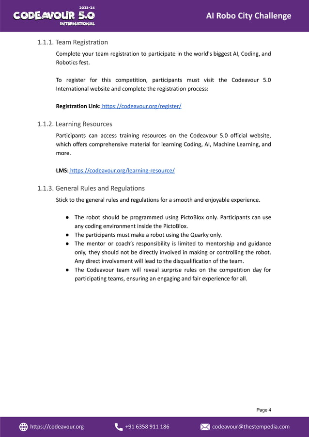 Codeavour 5.0 Track 2 AI Robo City Challenge Rules and Guidelines | PDF | Robotics | Technology ...