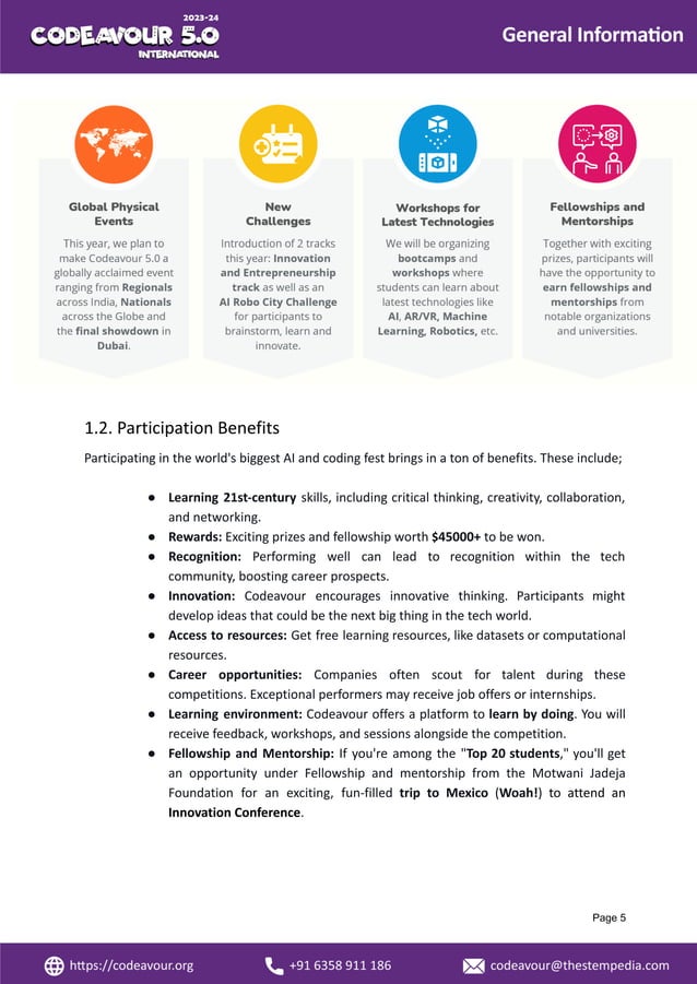 Codeavour 5.0 International - AI, Coding, and Robotics Competition for School Student General ...