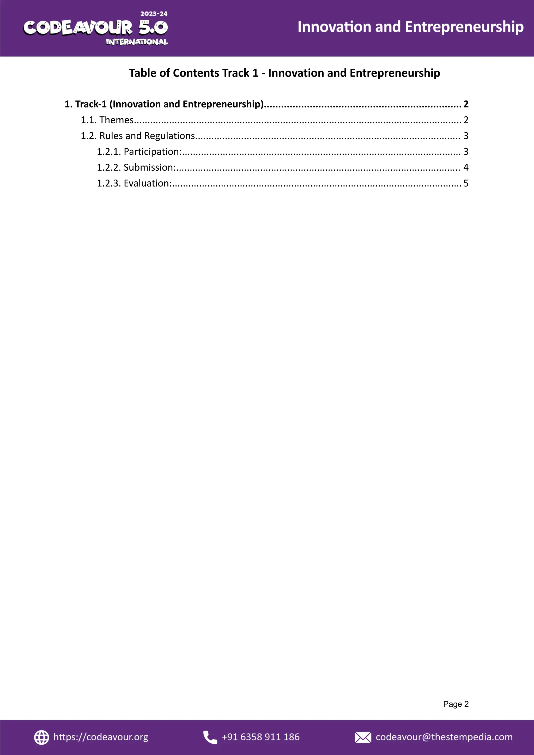 Codeavour 5.0 International Track 1 Innovation and Entrepreneurship ...