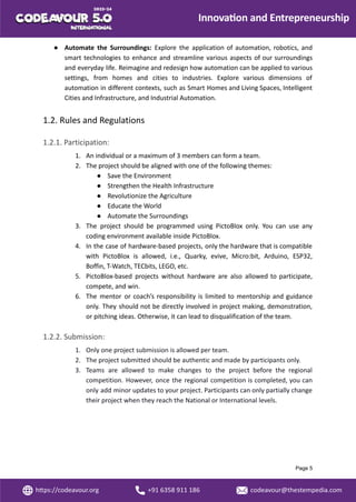 Codeavour 5.0 International Track 1 Innovation and Entrepreneurship ...