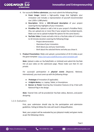 Codeavour 5.0 International Track 1 Innovation and Entrepreneurship Rules and Guidelines | PDF