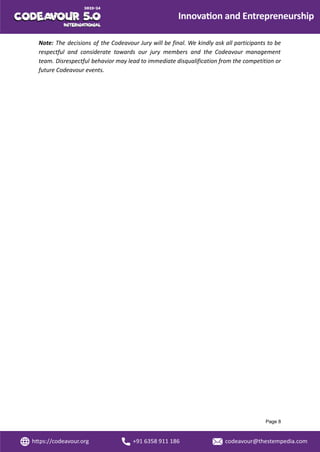 Codeavour 5.0 International Track 1 Innovation and Entrepreneurship Rules and Guidelines | PDF