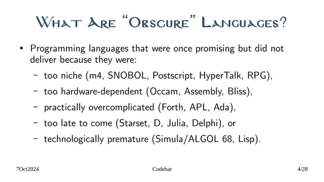 What You Can Learn from Obscure Programming Languages | PPT
