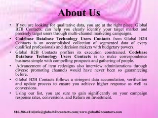 Codebase database technology users contacts | PPT