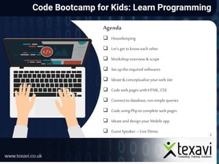 Code Bootcamp for Kids- Learn Programming -Texavi AnalystZone by Pardha Saradhi Mantravadi ...