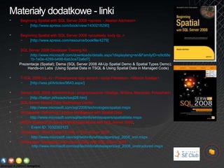 Beginning to Spatial Data in SQL Server 2008 | PPTX