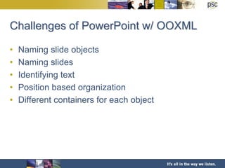 Chicago Code Camp Leverage OOXML for Powerful Document Generation | PPTX