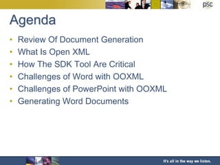 Chicago Code Camp Leverage OOXML for Powerful Document Generation | PPTX