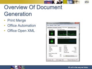 Chicago Code Camp Leverage OOXML for Powerful Document Generation | PPTX