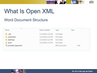 Chicago Code Camp Leverage OOXML for Powerful Document Generation | PPTX