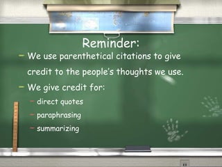 MLA Parenthetical Citations | PPT