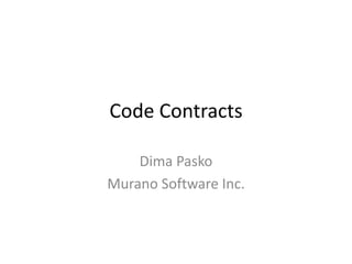 Code Contracts | PPTX