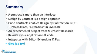 Enhance Your Code Quality with Code Contracts | PPT