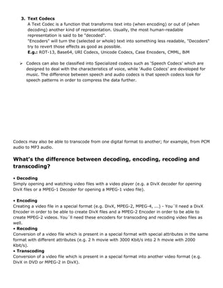 Codecs | DOCX | Digital Audio | Computer Software and Applications