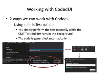 Coded UI: Hand Coding based on Page Object Model | PPT