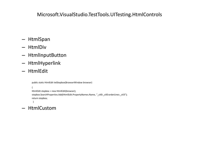 Coded UI: Hand Coding based on Page Object Model | PPT