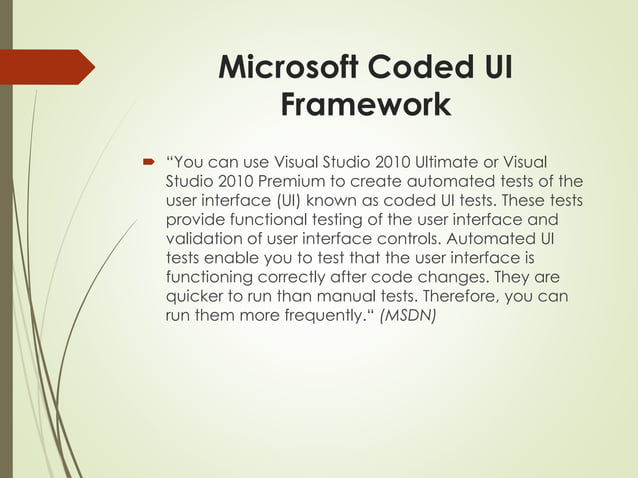 Coded ui in a nutshell | PPTX | Web Development | Internet