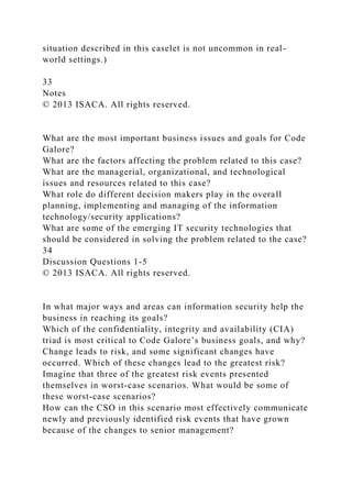 Code Galore Caselet Using COBIT® 5 for Information Security.docx