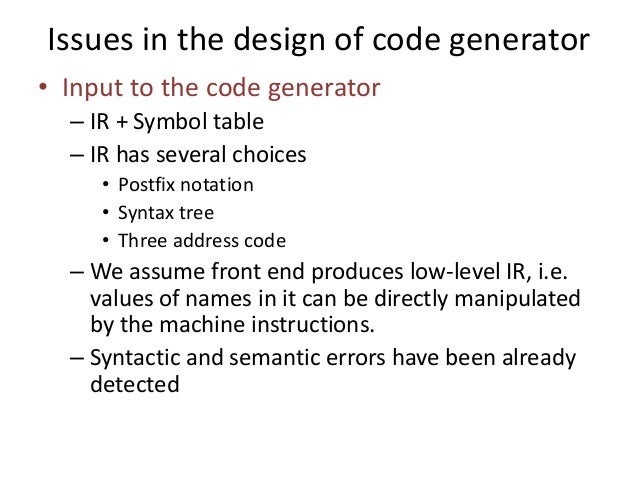 Code generation Code generation