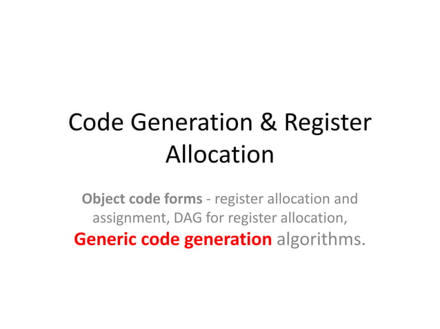 Code generation in Compiler Design | PDF