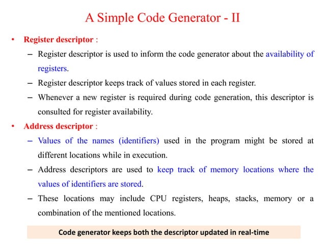 Code Generation In Compiler Design Ppt