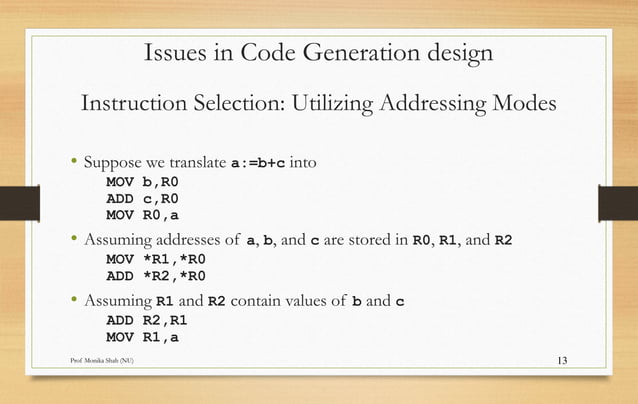 Code Generation Part-1 in Compiler Construction | PPT