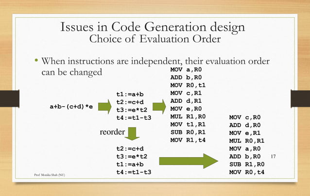 Code Generation Part 1 In Compiler Construction Ppt