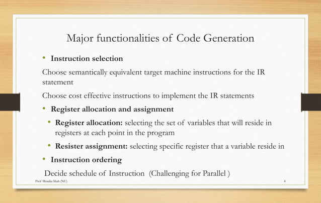 Code Generation Part-1 in Compiler Construction | PPT
