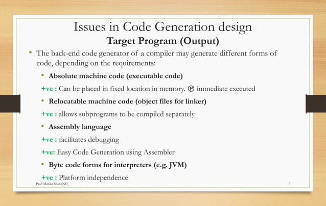 Code Generation Part-1 in Compiler Construction | PPT