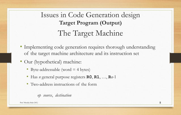 Code Generation Part-1 in Compiler Construction | PPT