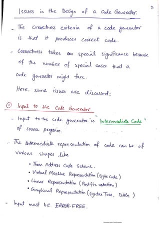Code generator in Compiler Construction | PDF