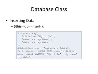CodeIgniter Class Reference | PPT
