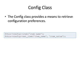 CodeIgniter Class Reference | PPT