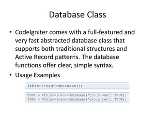 CodeIgniter Class Reference | PPT