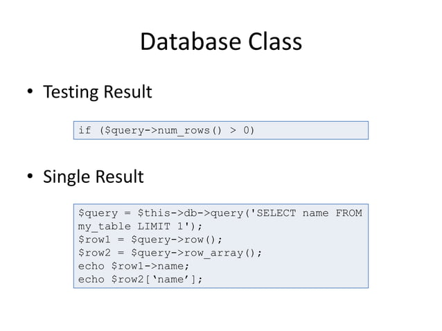 CodeIgniter Class Reference | PPT