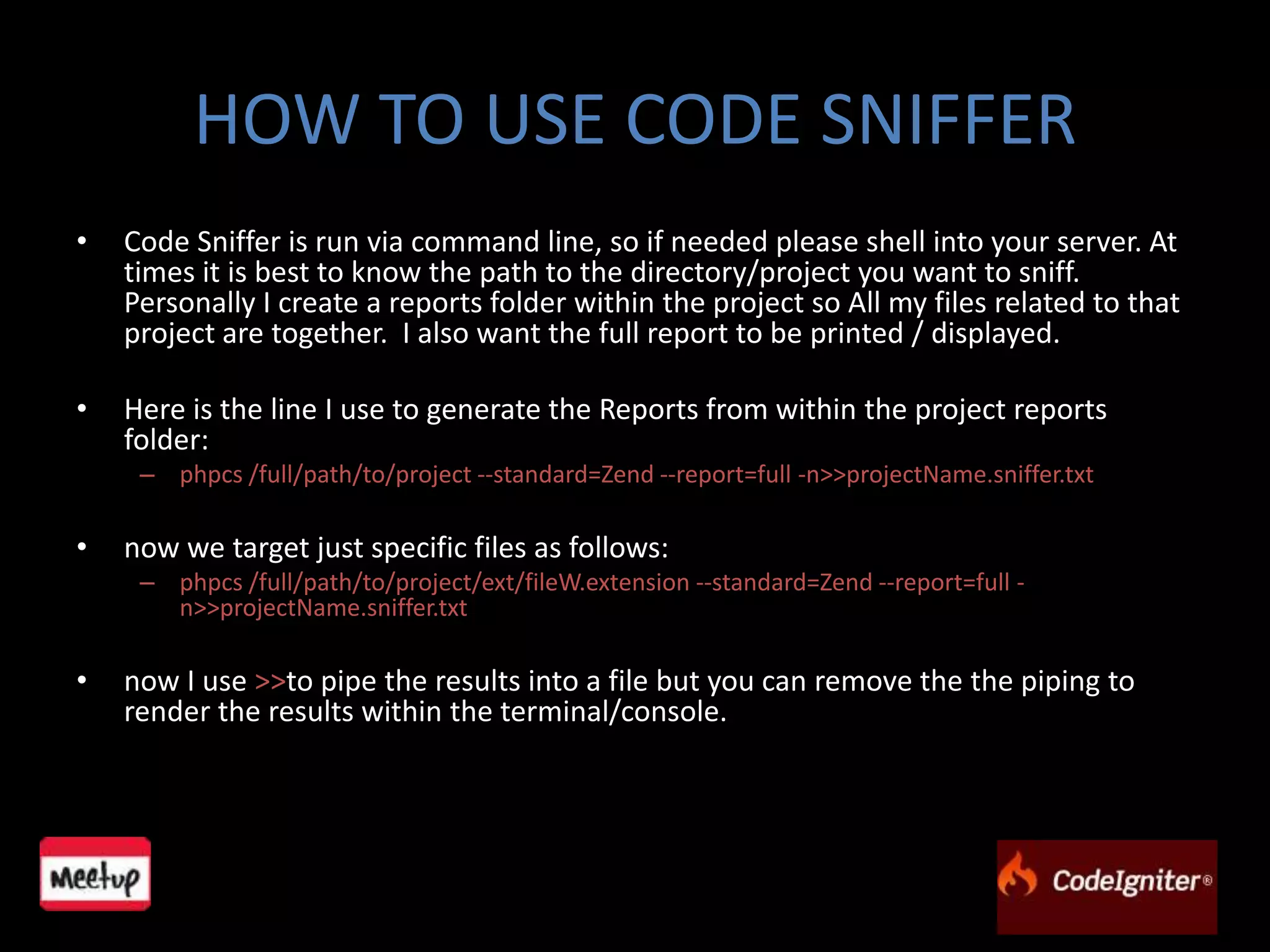 Code Igniter Code Sniffer | PPT