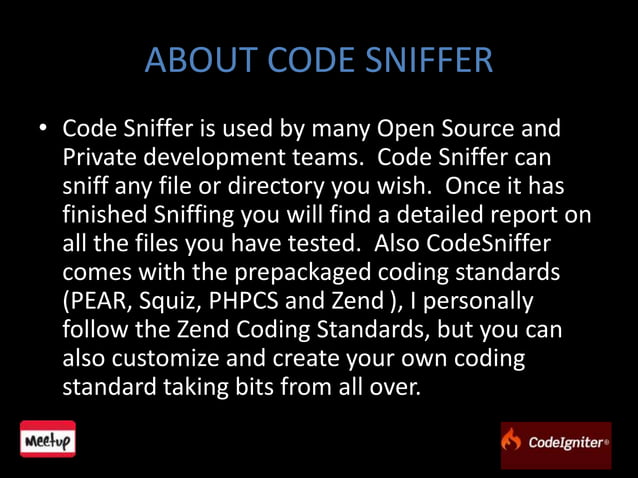 Code Igniter Code Sniffer | PPT