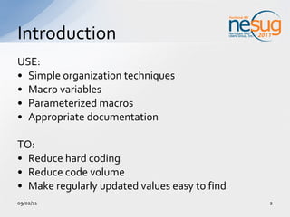 Steps to Easier SAS Code Maintenance | PPT