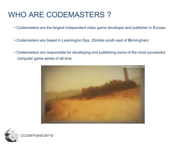 Codemasters presentation | PPT