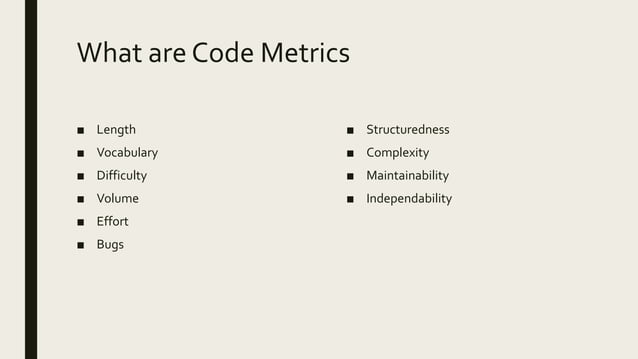 Code metrics | PPT
