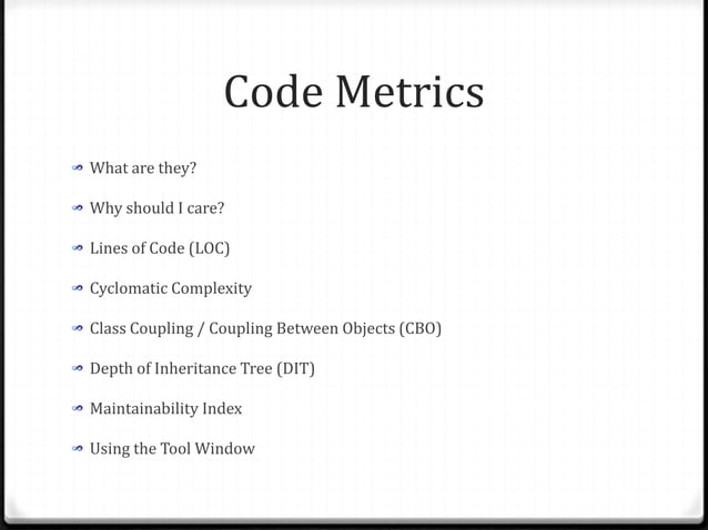 Visual Studio Code Metrics | PPTX